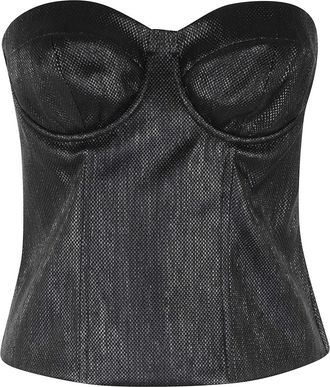Federica Tosi Femme, Tops, Noir, Taille: 38 FR Rafia Bustier Top