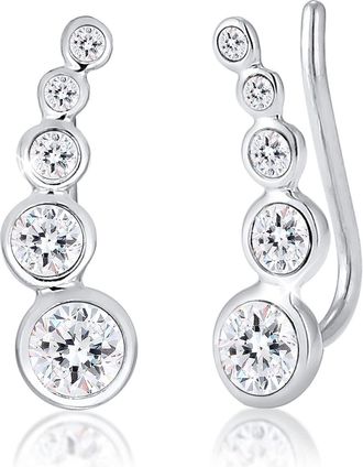 Elli Earcuffs Silber 925 Ohrmanschetten Damen Ohrringe für Frauen Ohrklemmen mit Steinen 0.015ct 0.06ct 0.1ct 0.24ct Länge 17.5mm 0309230916
