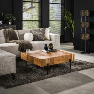 Pier Import Table basse carr&eacute;e motif damier en bois dacacia MELBOURNE