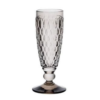 Villeroy & Boch Boston Coloured Sektglas Smoke 4 Stück Nr. 1173090075 und 4er Set EKM Living Edelstahl Strohhalme