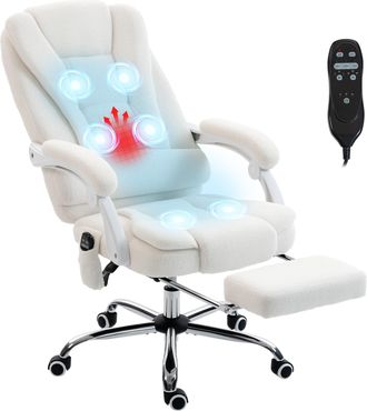 Vinsetto B&uuml;rostuhl mit Massage und Heizung, B&uuml;rostuhl, ergonomischer Stuhl mit verstellbarer H&ouml;he, neigbarer R&uuml;ckenlehne und Kabelfernbedienung, um 360&deg; drehba