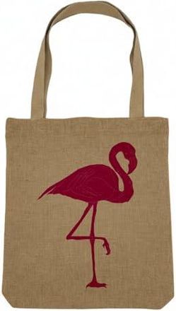 Fabulous Sac Shopping Tote Bag Aspect Lin - Flamant Rose Dessin - Sac de Courses Toile Epaisse 360g Beige Naturel Cabas Port&eacute; Epaule Solide Imprim&eacute; en France