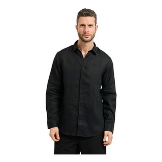 A|X Armani Exchange Homme, Chemises, Noir, Taille: XL Chemise en lin coupe classique