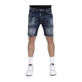 My Brand Gr&uuml;ne Skinny Shorts mit Farbflecken - - Shorts - Herren - Blau - W32