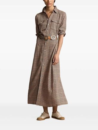 Polo Ralph Lauren robe-chemise &agrave; carreaux - Marron