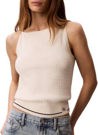 Calvin Klein Top c&ocirc;tel&eacute; sans manches en coton m&eacute;lang&eacute;