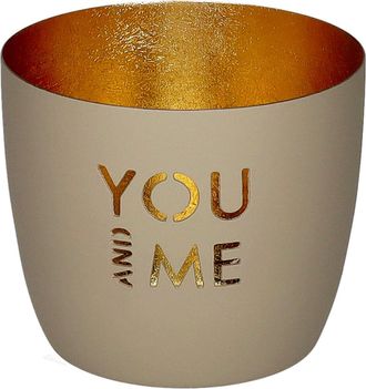 Giftcompany Madras Windlicht M You and me Sandstone/Gold 8,5cm