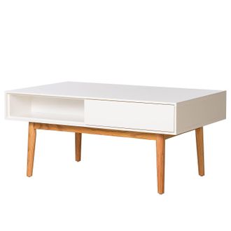 M&oslash;rteens home24 Couchtisch 2 Schubladen 100 x 45 x 60cm Wei&szlig;/Wei&szlig;