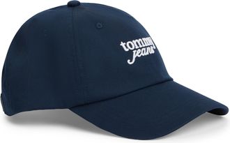 Tommy Jeans Baseball Cap TOMMY JEANS TJW SCRIPT LOGO, Damen, schwarz night navy, Web, Baumwolle, unifarben, Caps, Regular fit mit festem Schirm