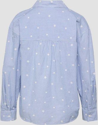 s.Oliver Langarmbluse Bluse Bestickte Baumwollbluse mit Turn-up