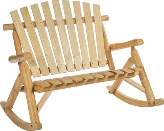 OUTSUNNY Fauteuil de jardin Adirondack &agrave; bascule rocking chair style n&eacute;o-r&eacute;tro assise dossier ergonomique bois naturel de pin