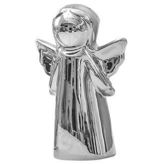 Cabilock Keramik Engelsskulptur Nordischer Stil Sammlerfigur Tischdeko Silberfarbene Wohnkultur Geschenk