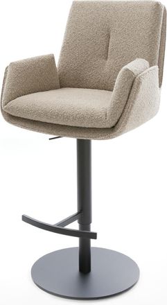 DELIFE Barstuhl Clea-Flex Boucl&eacute; Schlamm Drehfu&szlig; h&ouml;henverstellbar Metall Schwarz, Barst&uuml;hle