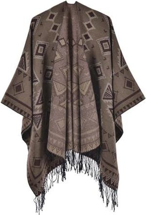 Generic Poncho Femme Hiver Chaud Chale Femme Hiver Chaud Cape Femme Effet enveloppant Ch&acirc;le Fashion Imprim&eacute; Thermique Double &Eacute;paisseur Confort