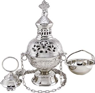 NKlaus Weihrauchfass Messing Vernickelt Handarbeit Geschenk 2957