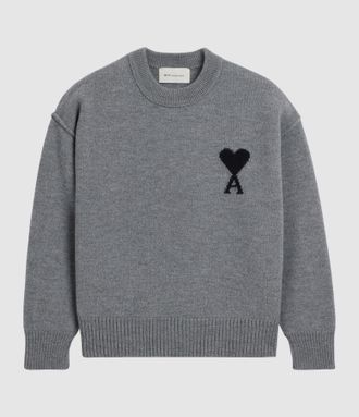 Ami Pull Ami De Coeur Gris Cendre Chine Noir