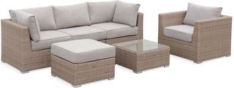 Sweeek Hochwertiges Lounge-Set Rattan XXL Natur / Dunkelgrau