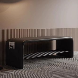 Generic 2-stöckige Schuhbank Mit Sitzfläche Aus PU-Leder Und Seitlichen Aufbewahrungstaschen for Eingangsbereich, Flur, Schlafzimmer(D,100x35x40cm(39x14x16inc