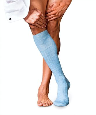 Falke Herren Kniestrümpfe No. 2 M Kh Kaschmir lang einfarbig 1 Paar, Blau Bleue Melange 6266, 43-44