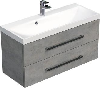 Puma Naturel - Meuble de salle de bain avec vasque Cube Way 100x53x40 cm b&eacute;ton (CUBE2100ZBE)