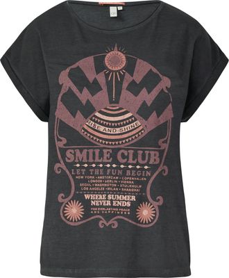 QS by s.Oliver Gewaschenes T-Shirt mit Frontprint