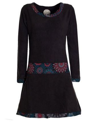 vishes Midikleid Extra warmes Winterkleid Damen Langarm Kleider Sweatkleid Fleece Elfen, Hippe, Boho, Goa Style