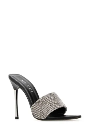 Gucci Womens Embellished Fabric Bombshell Mules Ltgreycrybdiamon Sandali Sandal