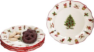 MamboCat Maestro Natale 4er Set Kuchenteller I italienische Keramik-Frühstücksteller für 4 Personen mit Weihnachtsdekor I Service für Salat, Dessert & Co I Für