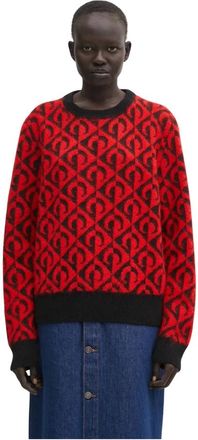 Marine Serre Femme, Pulls, Multicolore, Taille: 36 FR Pull Col Rond Lozenge Lunaire