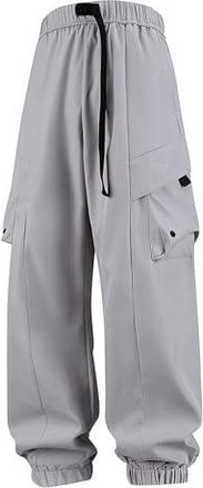 Generic Pantalon d&eacute;contract&eacute; ample pour homme pour le printemps et l&eacute;t&eacute;, cordon de serrage &agrave; la taille, pantalon doux et droit, Cendr&eacute; clair, M