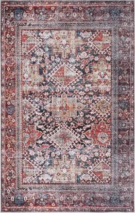 Safavieh Traditionell Teppich für Ideal für stark frequentierte Bereiche - Tucson Collection, Kurzer Flor, Marineblau und Rost, 183 X 274 cm