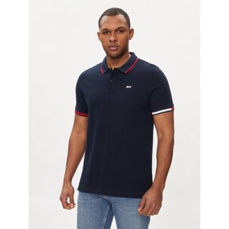 Tommy Jeans Poloshirt Flag DM0DM12963 Dunkelblau Regular Fit