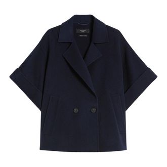 Max Mara Femme, Vestes, Bleu, Taille: 38 FR Manteau Court en Laine