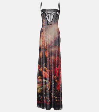 Jean Paul Gaultier Bedrucktes Slipdress aus Mesh