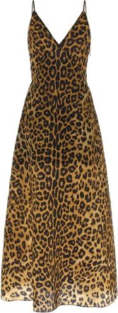 Alberta Ferretti Femme, Robes, Multicolore, Taille: 38 FR Robe Longue en Organza de Soie &agrave; Imprim&eacute; L&eacute;opard