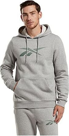 Reebok Vector Sweat à Capuche en Polaire pour Homme, Gris Moyen chiné/Vert harmonieux, Taille XS, Gris Moyen chiné/Vert harmonieux, XS
