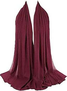 KAV Foulard hijab uni &eacute;l&eacute;gant en mousseline de soie pour femme - Turban l&eacute;ger pour cheveux - Ch&acirc;le, bordeaux
