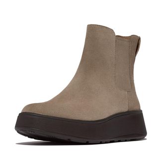 FitFlop F-Mode Damen Suede Flatform Chelsea Boots, Taupe, 39 EU, taupe, 40 EU