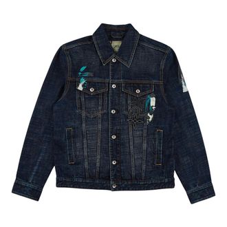 Evisu Hand Brush Printed Daicock Denim Jacket - - Jackets - Herren - Blau - 2XL