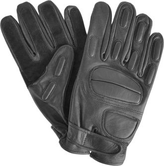 Normani Security Lederhandschuhe mit Protektoren und schnitthemmender Kevlar Grifffläche Operator Farbe Dunkelschwarz Größe XXL