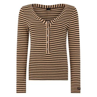 Pinko Lang&auml;rmeliges gestreiftes Hemd - - Knitwear - Damen - Beige - M
