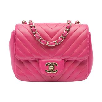 Chanel Pre-owned Mini Square Classic Chevron Lambskin Single Flap - - Pre-owned - Damen - Rosa - ONE SIZE