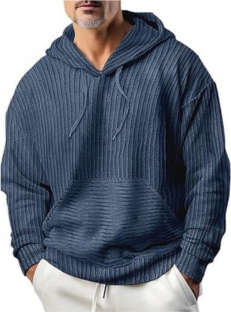 Generic Manteau en peluche décontracté pour homme - Haut moelleux - Couleur unie - Col rond - Coupe ample - Manches longues - Chemisier ample pour la vie quot