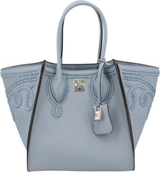 Ermanno Scervino Femme, Sacs, Bleu, Taille: ONE Size Refined Leather Handbag