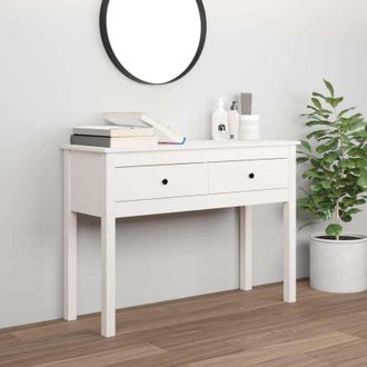 vidaXL Table console Blanc 100x35x75 cm Bois massif de pin