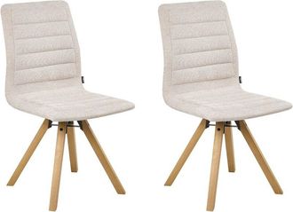 Beliani Lot de 2 Chaises de Salle &agrave; Manger en Tissu Pivotantes sans Accoudoirs Pieds en Bois Beige Clair Rox