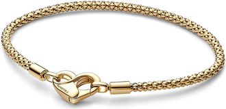 Pandora Moments Studded Chain Armband aus Sterling Silber mit 14 Karat vergoldete Metalllegierung, Kompatibel Moments, Größe: 17cm, 562731C00-17