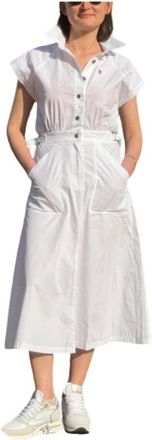 Aeronautica Femme, Robes, Blanc, Taille: 38 FR Longue Robe en Popeline