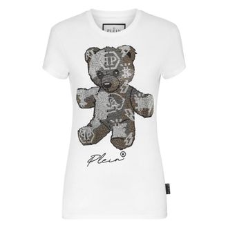 Philipp Plein Femme, Tops, Blanc, Taille: 38 FR T-Shirt Col Rond