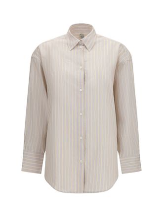 Toteme Womens Shirt Striped Yellow-Sky Viscose Yellow/sky
